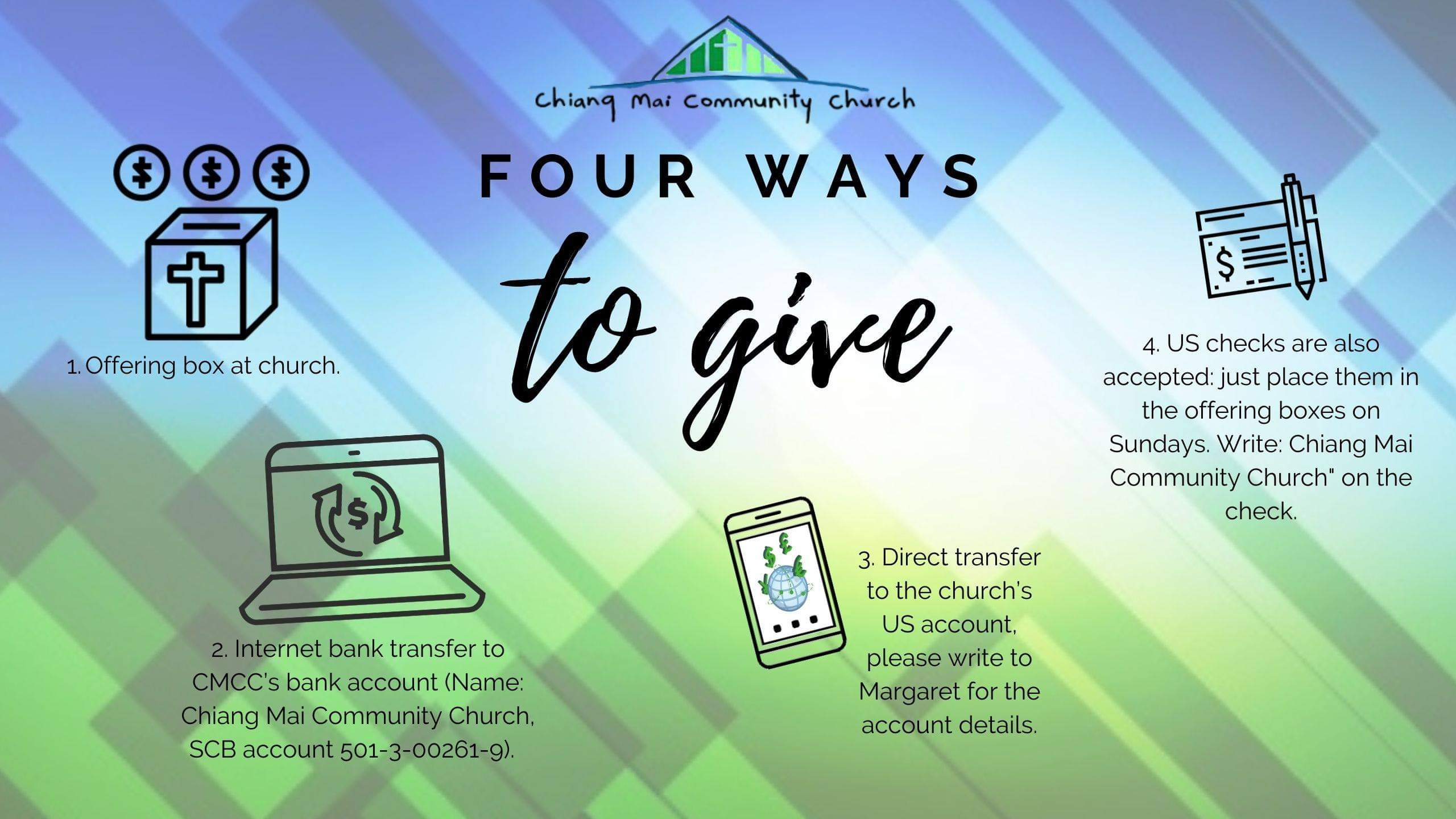 4 WAYS TO GIVE Chiang Mai Community Church